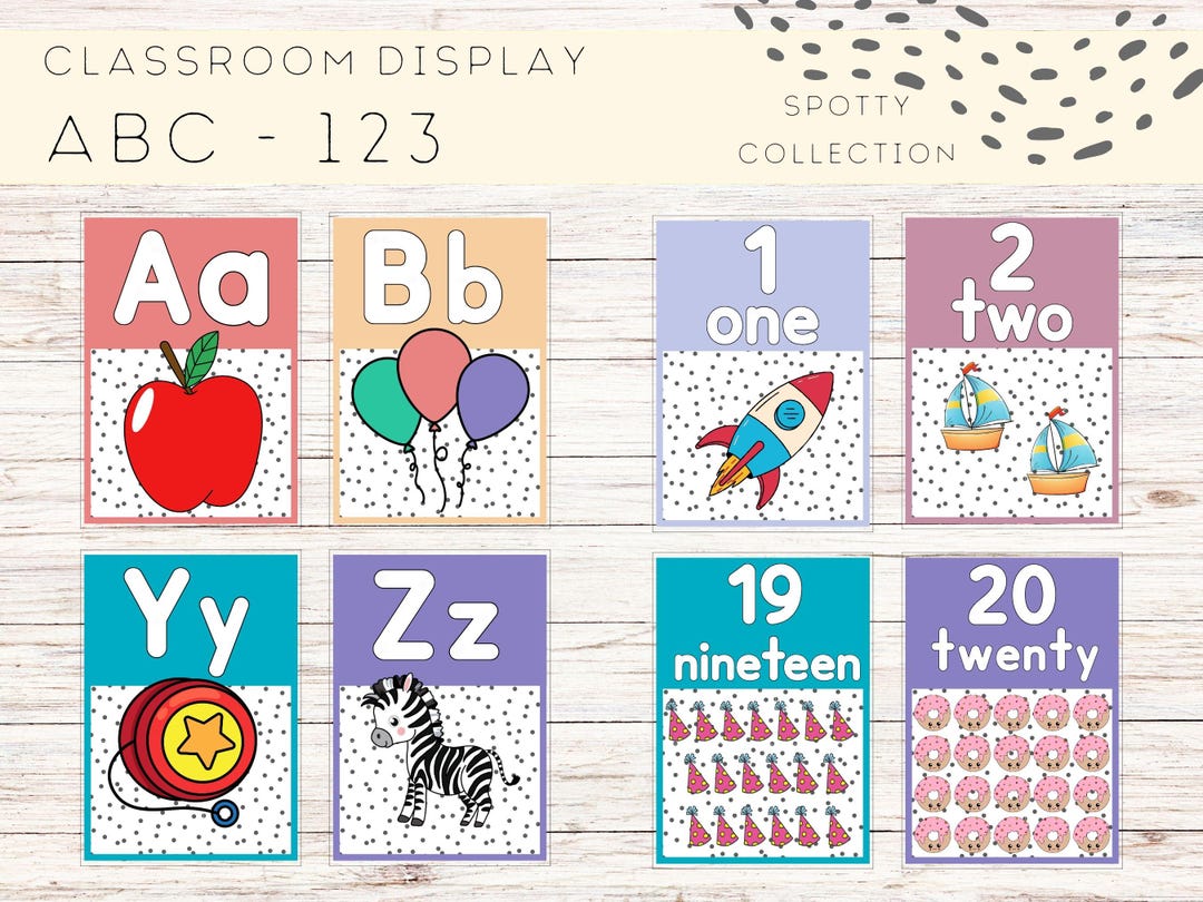 Alphabet & Number Display/ ABC 123 Printable for Teaches/ Educational ...