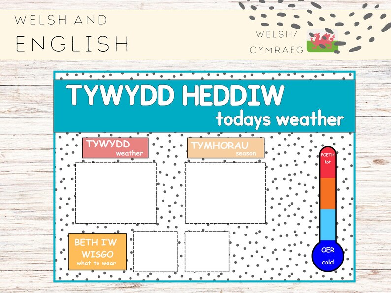Welsh Weather Chart Primary School/ Bilingual Classroom/ Printable ...