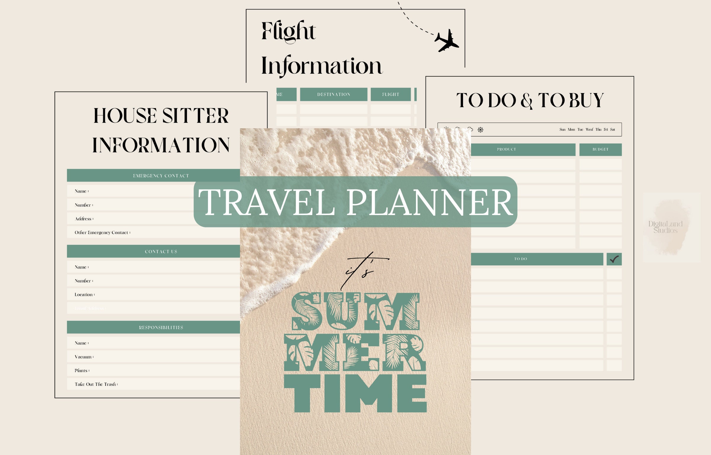 Summer Planner Travel Planner Vacation Planner Holiday Planner Travel ...