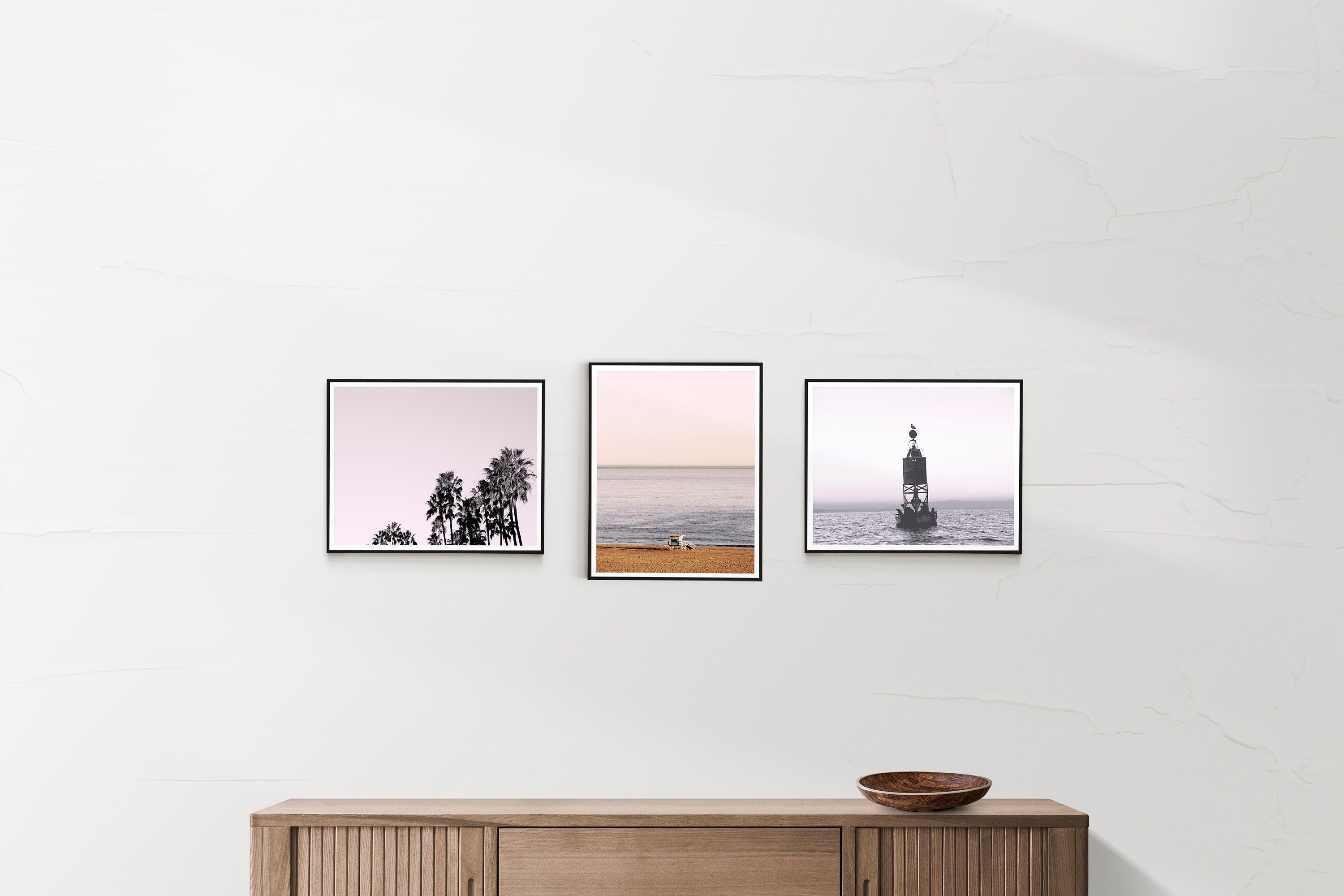 Ocean Coastal Art Print Set of 3, Clean Modern Ocean Waves Surf ...