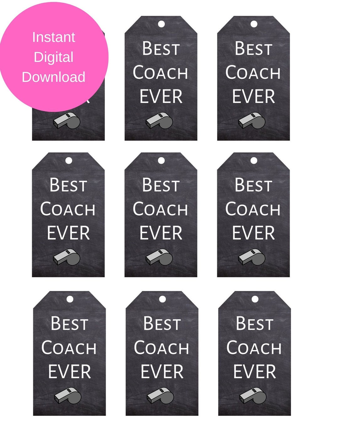 Best Coach Ever Printable Gift Tag. Instant Digital Download. - Etsy