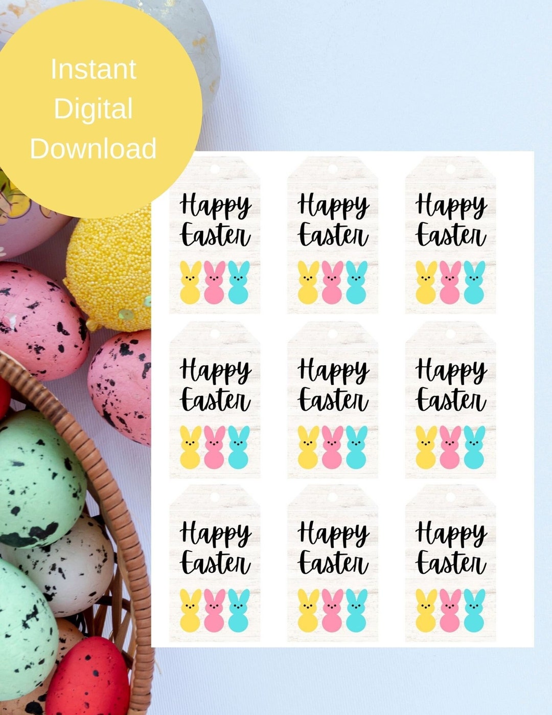 Happy Easter Peeps Printable Gift Tags. Instant Digital Download. - Etsy