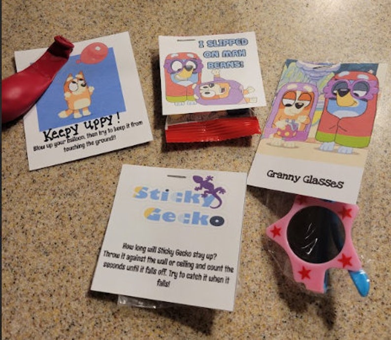 Blue Y, Blue Dog Party Favor Tag- Sticky Gecko - Etsy