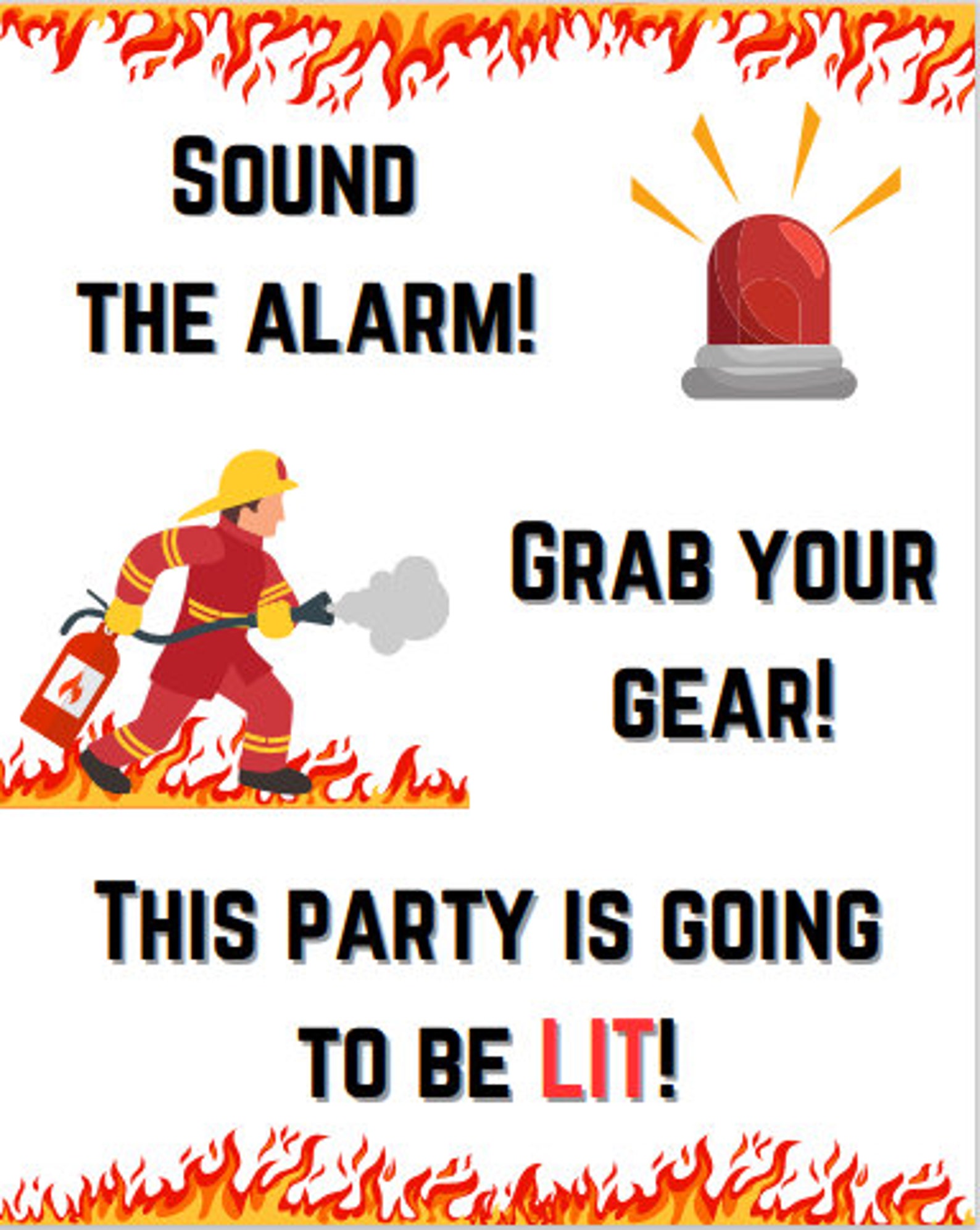 Firefighter Party Signs- 3 Sizes-4 Different Designs- Digital Download ...