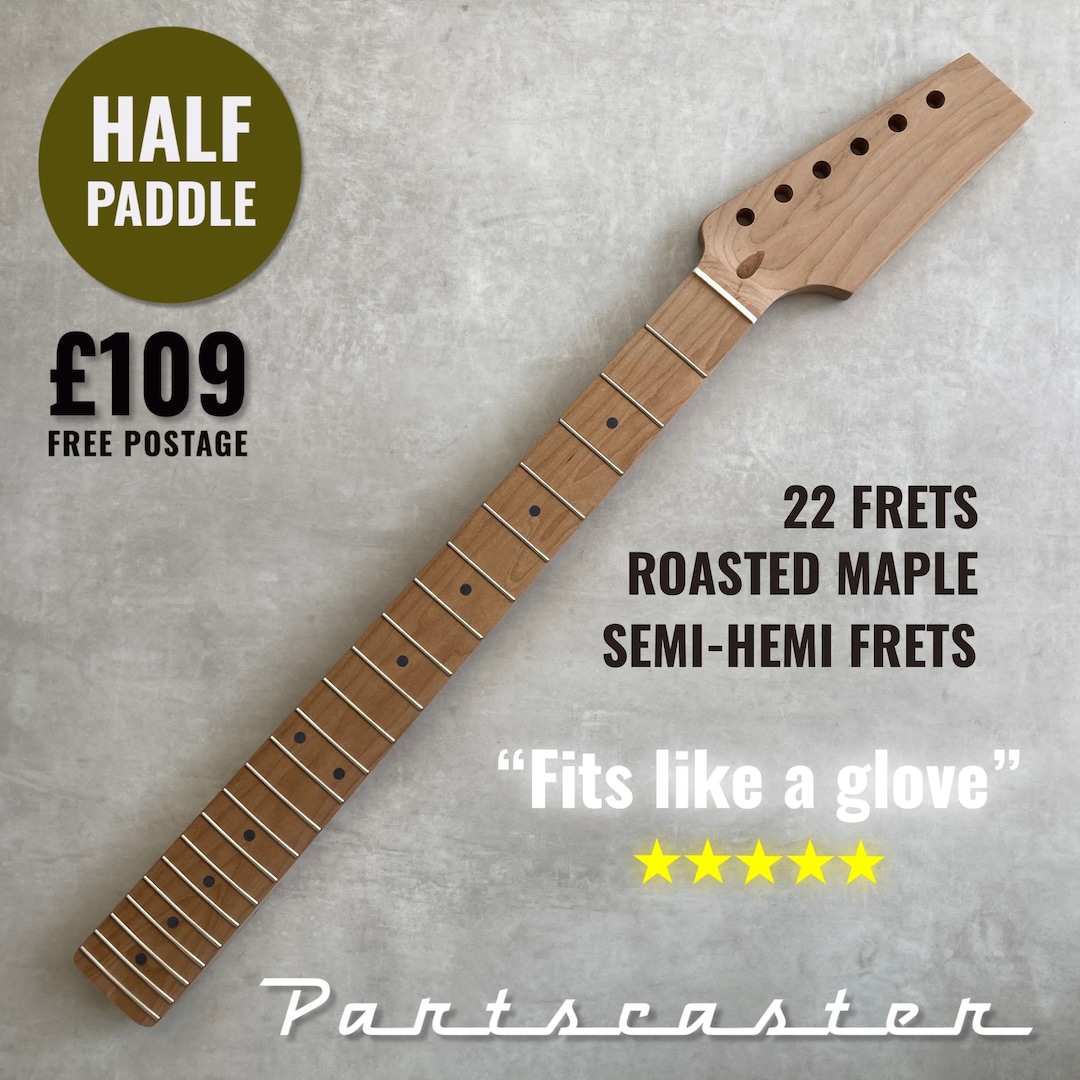 Unfinished Roasted Maple Half Paddle Guitar Neck With Round Heel for ...