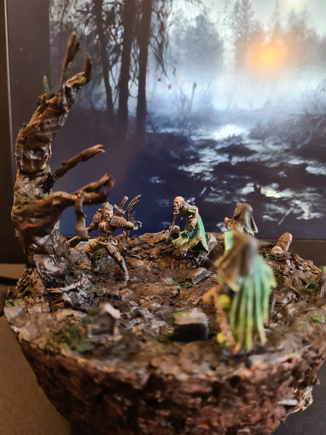 The Witcher Fighting Wraith With Yrden in a Graveyard Diorama - Etsy