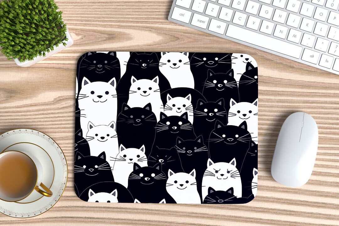 Black and White Cat Pattern Mouse Pad Desk Mat Cat Mouse - Etsy Australia