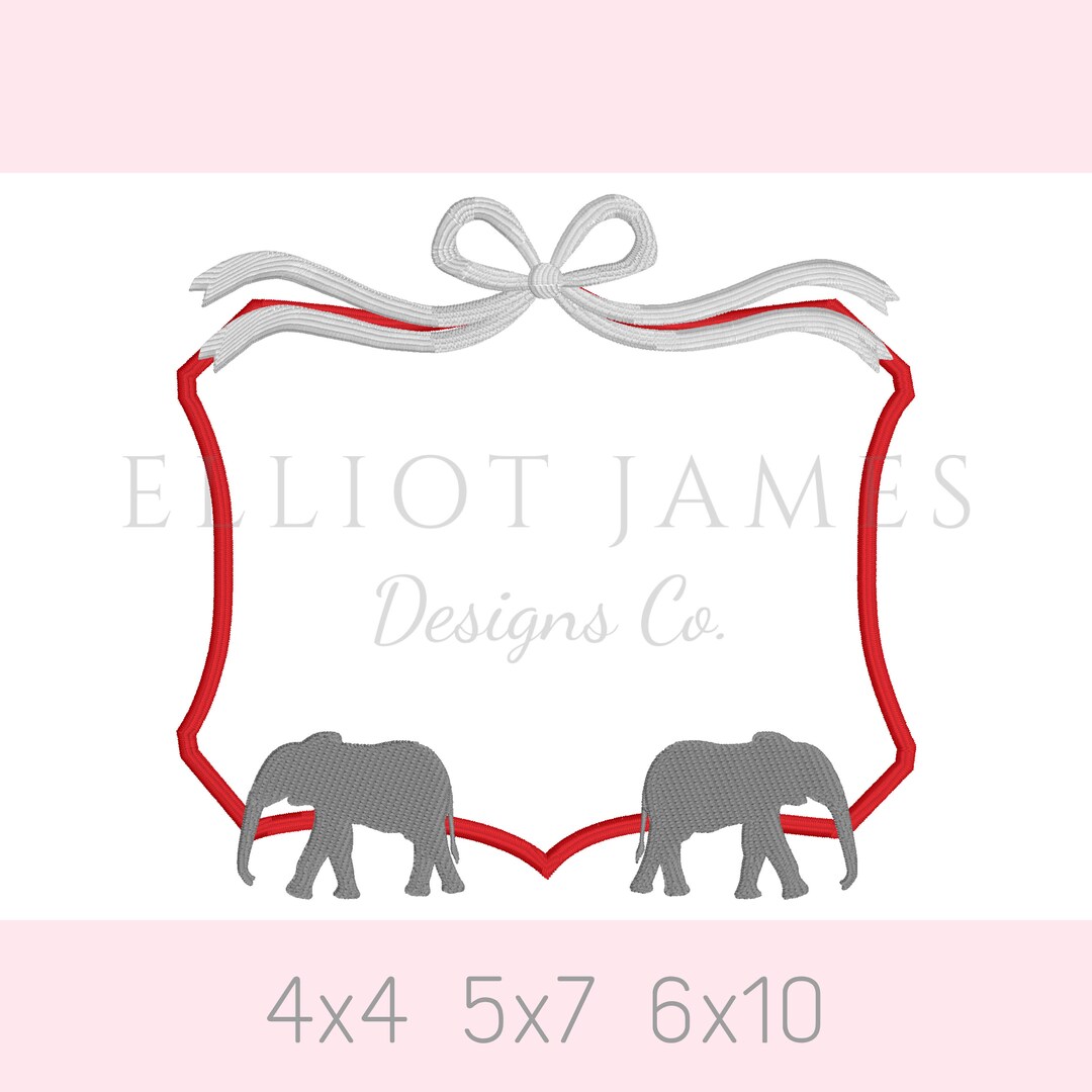 Elephant Bow Frame Football Mascot Vintage Machine Embroidery Design - Etsy