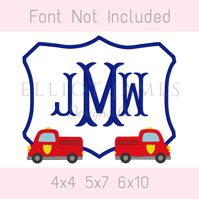 Fire Truck Frame Satin Machine Embroidery Design - Etsy