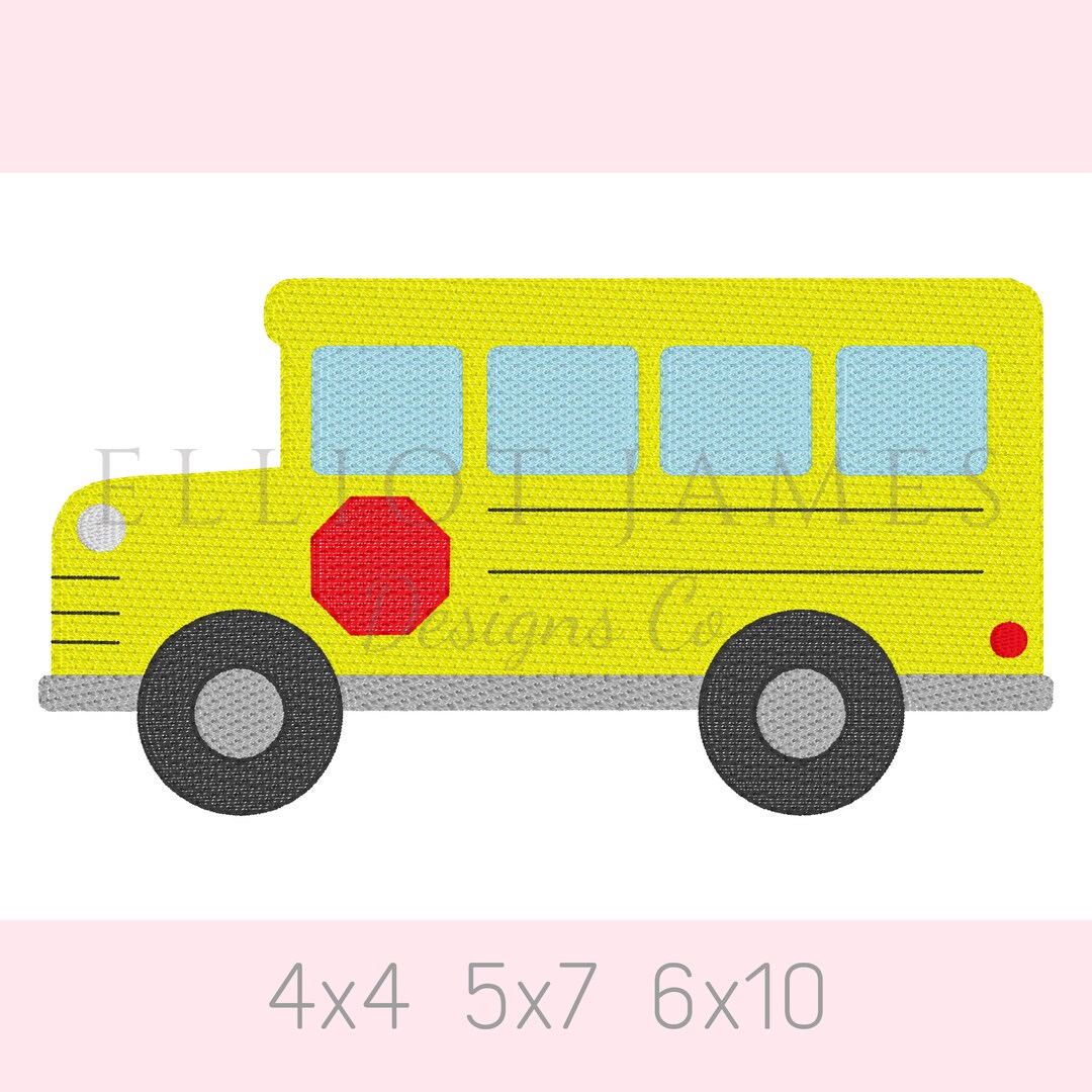 School Bus Sketch Design Back to School Machine Embroidery Design - Etsy
