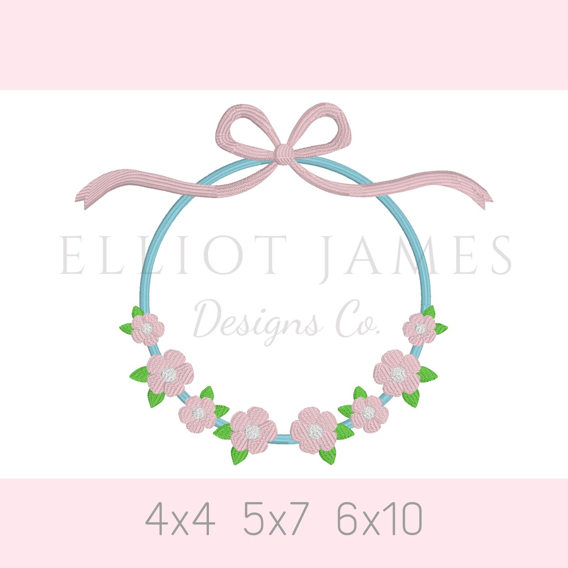 Floral Bow Satin Frame Machine Embroidery Design - Etsy