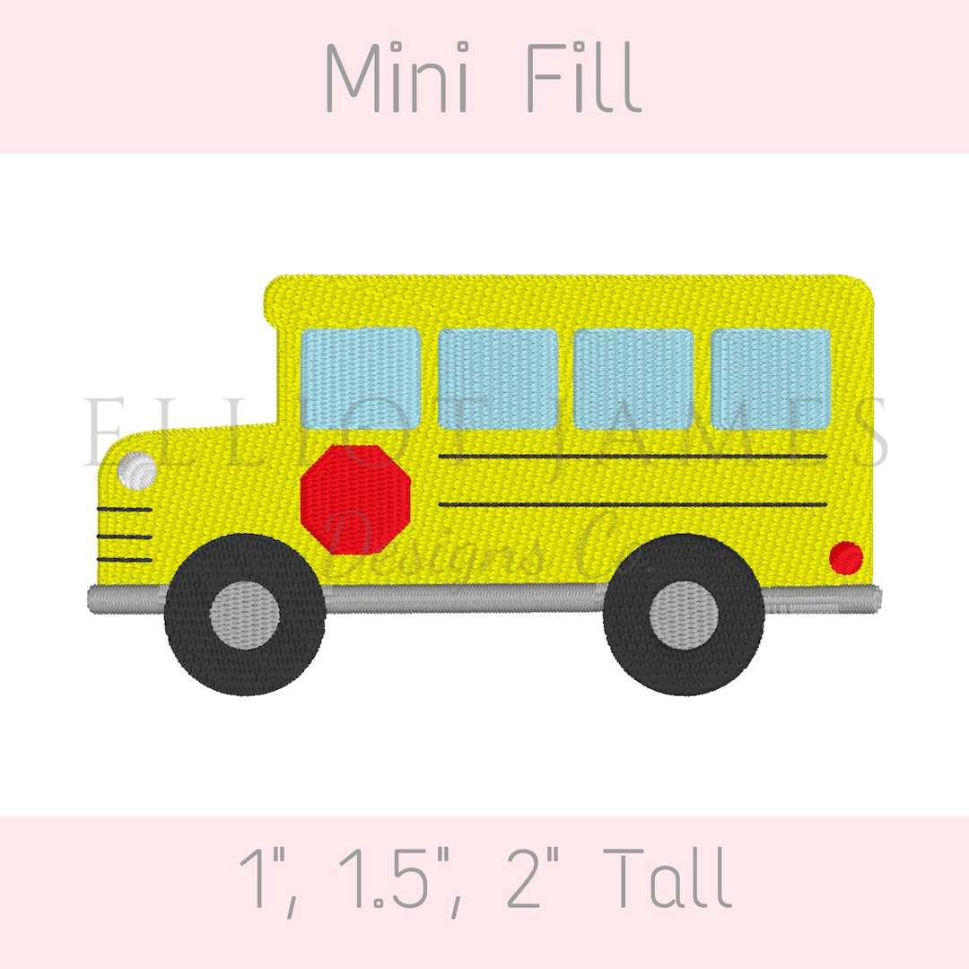 School Bus Mini Fill Stitch Back to School Machine Embroidery Design - Etsy