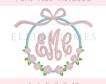 Evy Heirloom Floral Flower With Ribbon Bow Monogram Frame Border ...