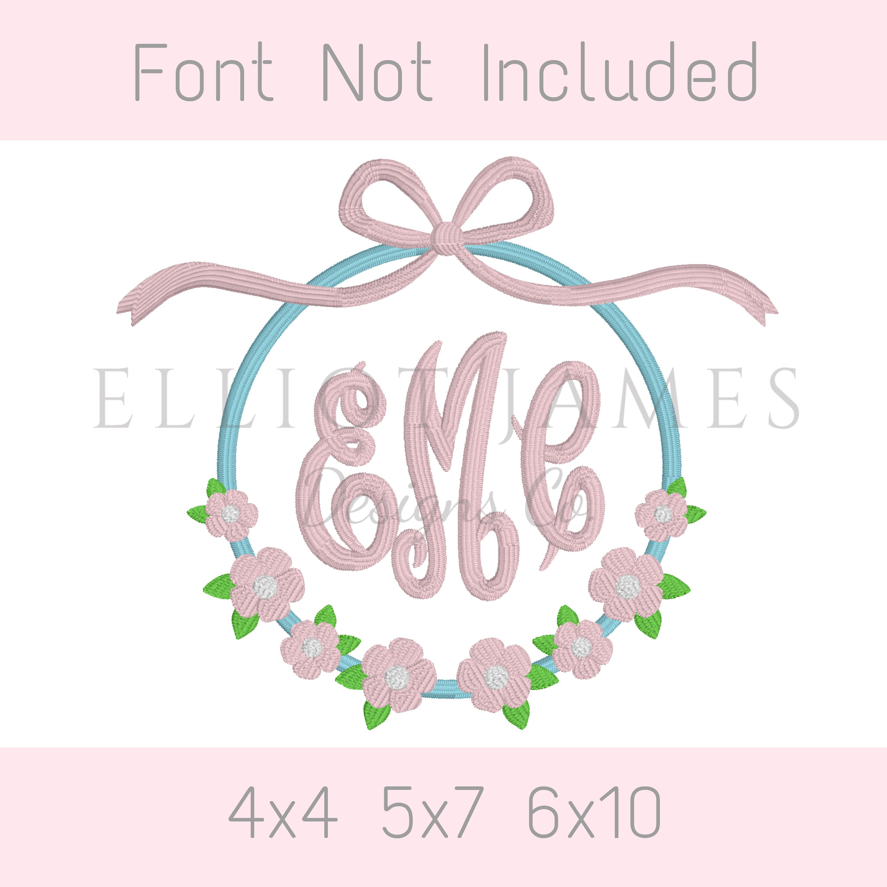 Floral Bow Satin Frame Machine Embroidery Design - Etsy