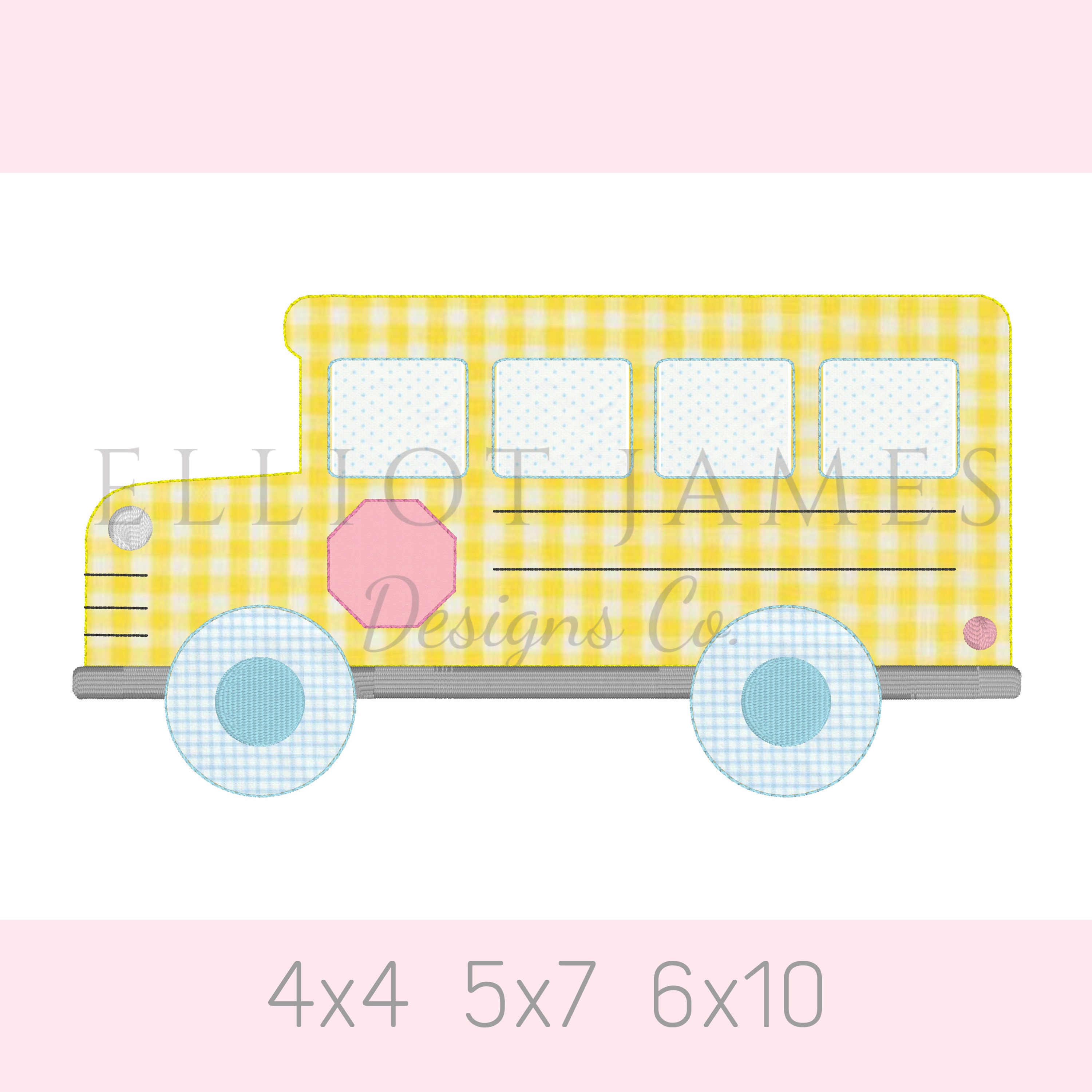 School Bus Bean Stitch Applique Back to School Machine Embroidery ...
