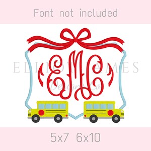 School Bus Bow Frame Back to School Satin Machine Embroidery Design - Etsy