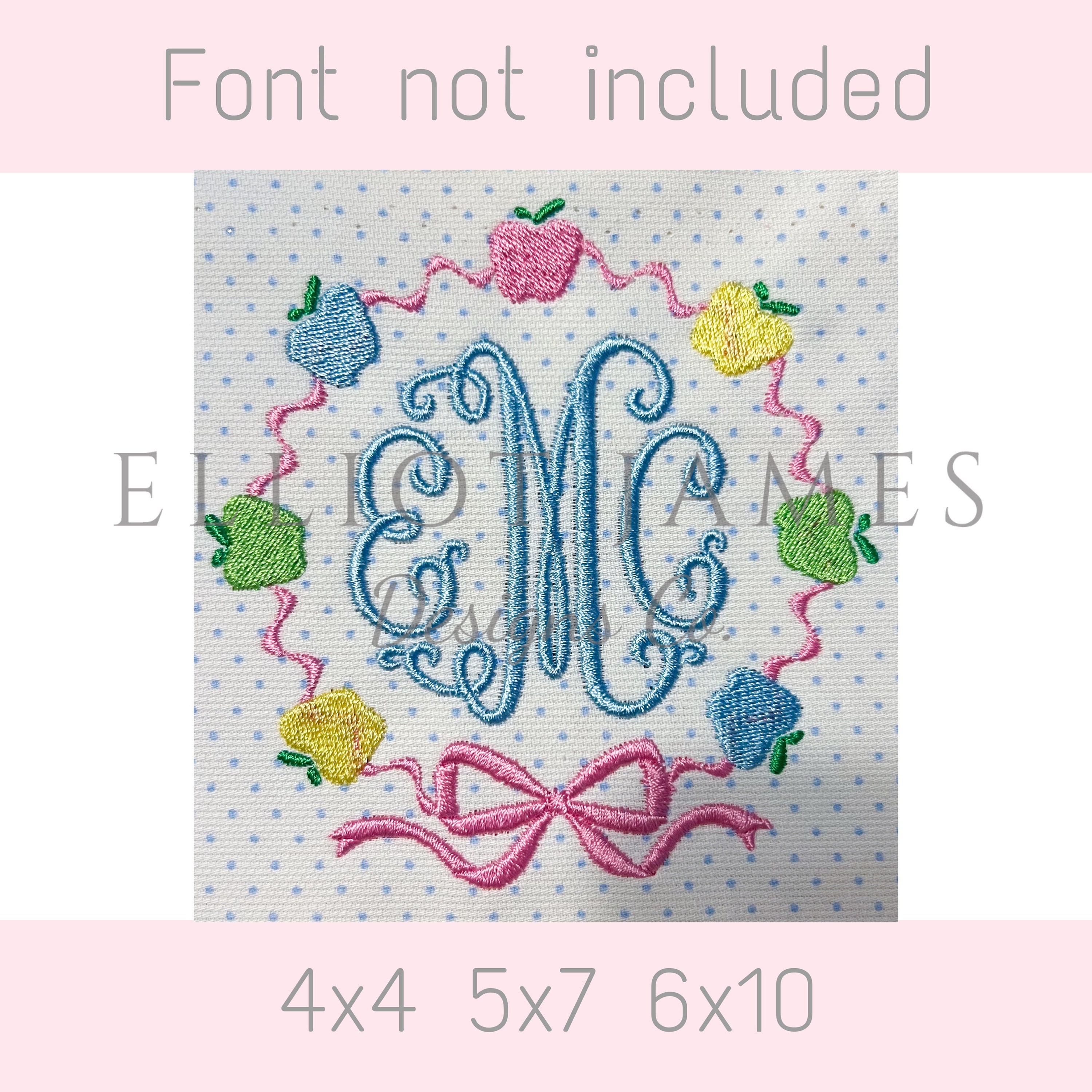 Apple Wavy Bow Frame Back to School Satin Machine Embroidery - Etsy