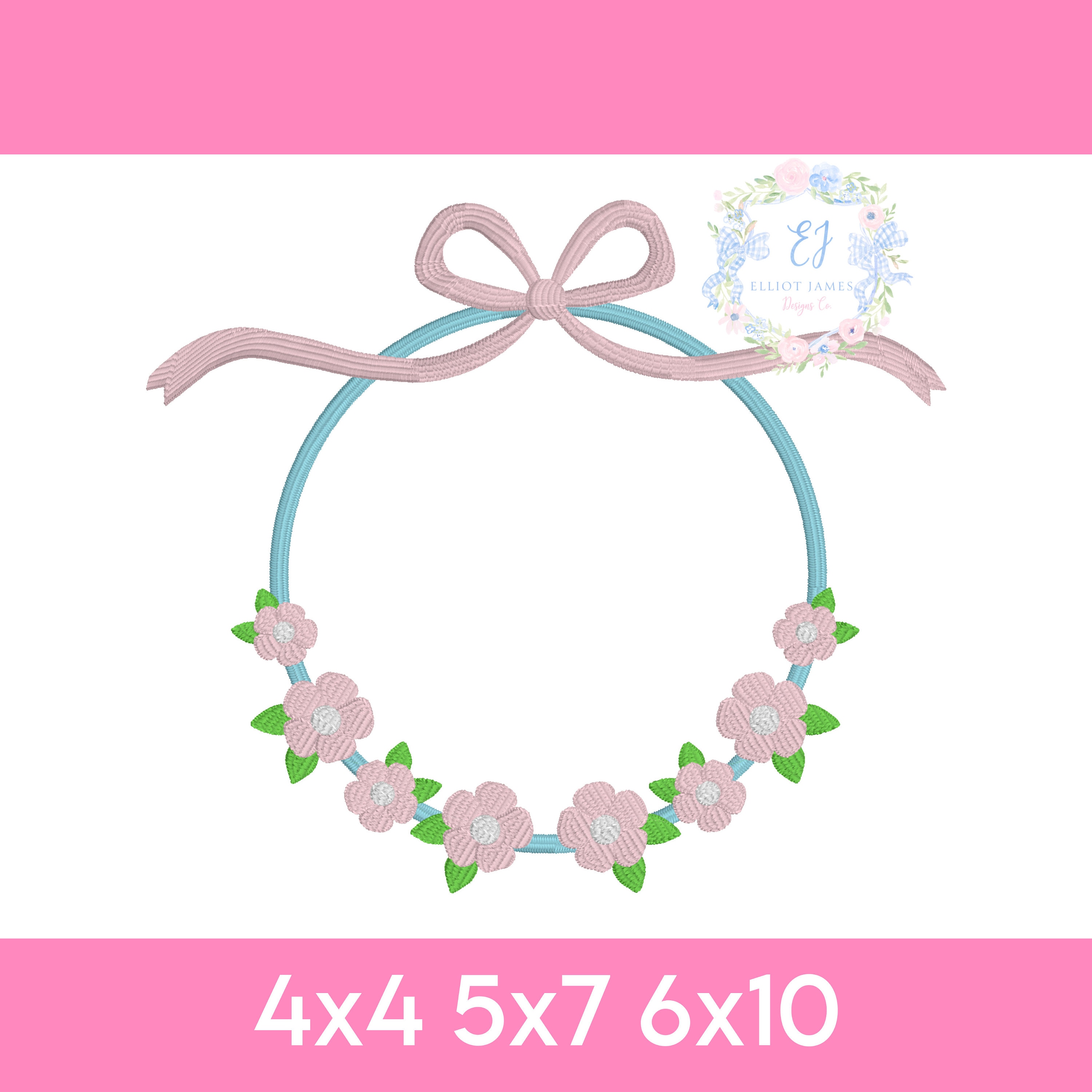 Floral Bow Satin Frame Machine Embroidery Design - Etsy