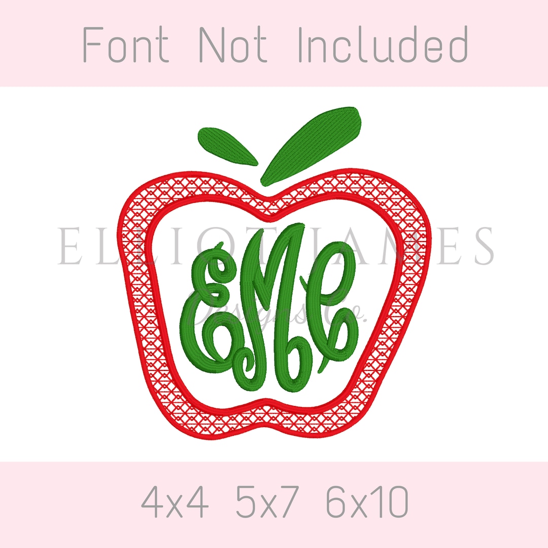 Apple Motif Frame Back to School Vintage Machine Embroidery Design - Etsy