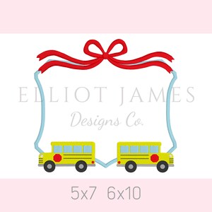 School Bus Bow Frame Back to School Satin Machine Embroidery Design - Etsy