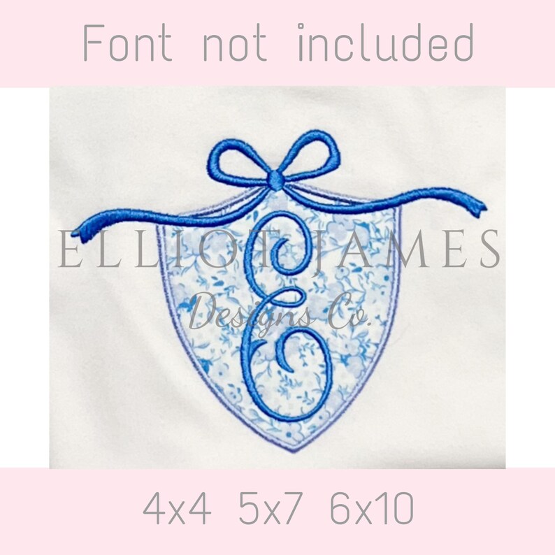 Bow Crest Applique Frame Machine Embroidery Design - Etsy
