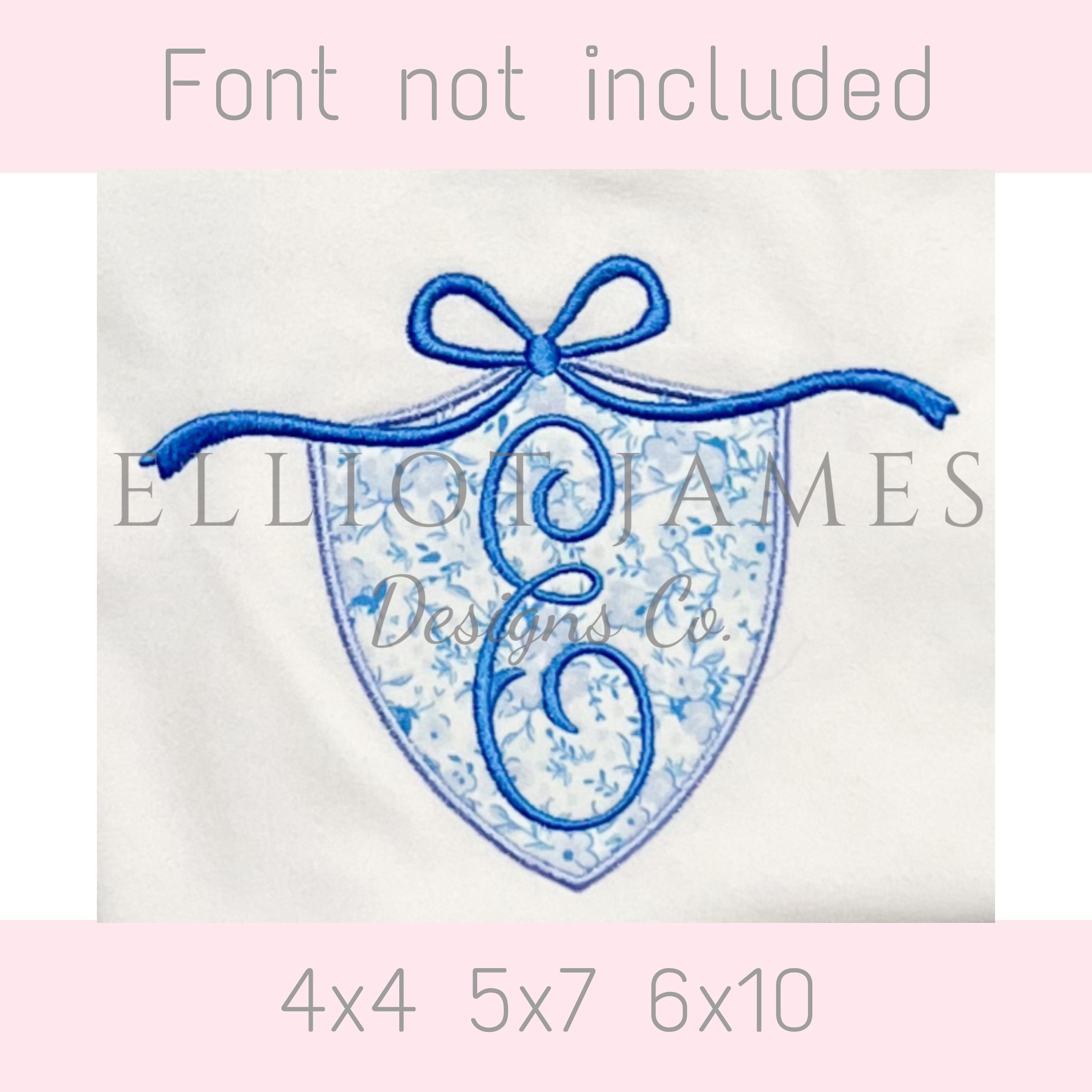 Bow Crest Applique Frame Machine Embroidery Design - Etsy