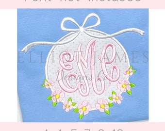 Evy Heirloom Floral Flower With Ribbon Bow Monogram Frame Border ...