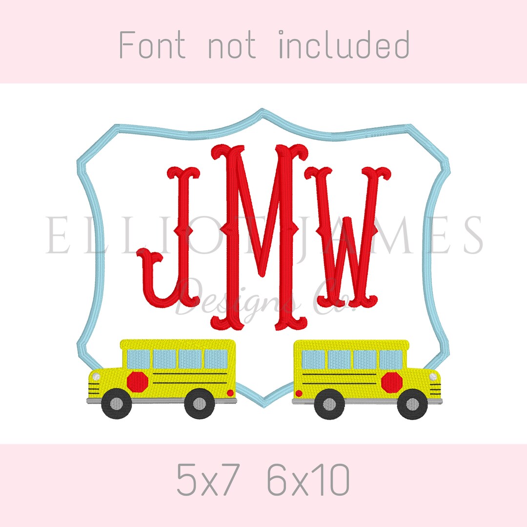 School Bus Frame Back to School Satin Machine Embroidery Design - Etsy
