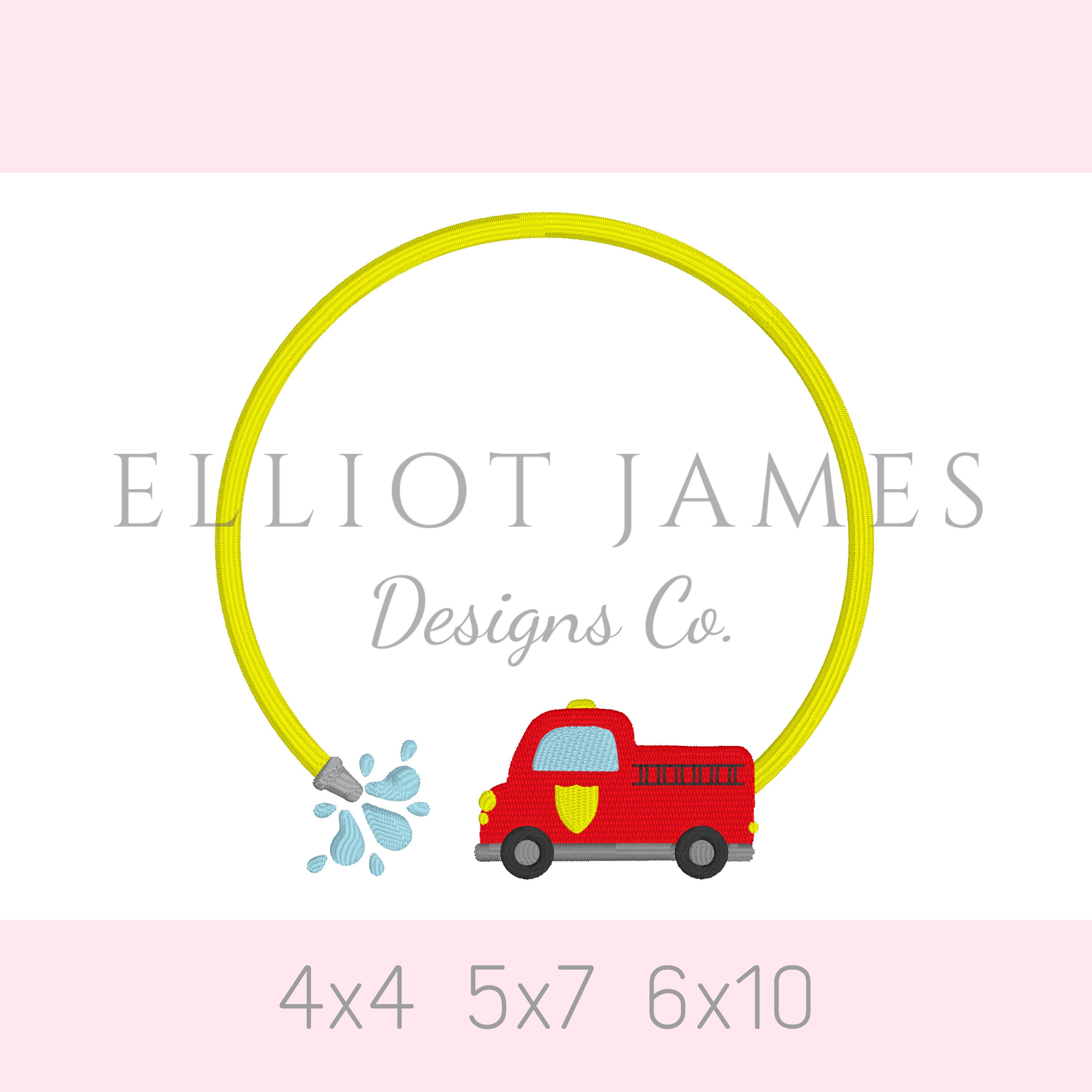 Fire Hose Fire Truck Frame Satin Machine Embroidery Design - Etsy