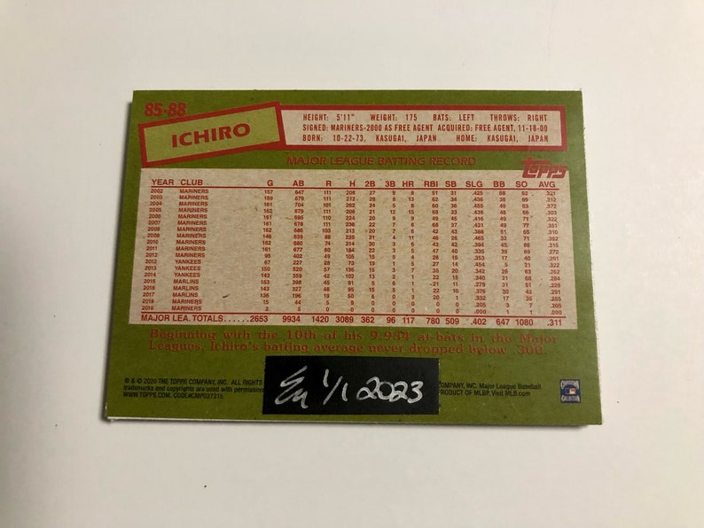Ichiro Suzuki Custom Card Art: Combination of Two Cards - Etsy