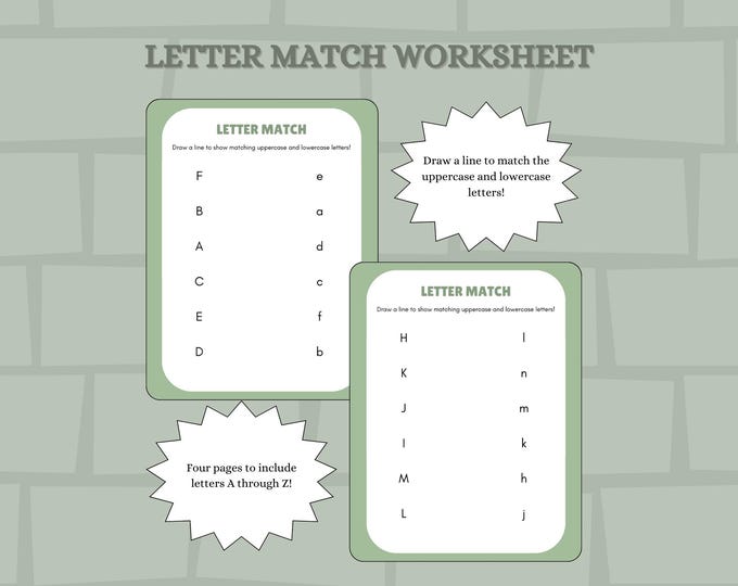 Uppercase and Lowercase Letter Match School Worksheet Learning Resource ...