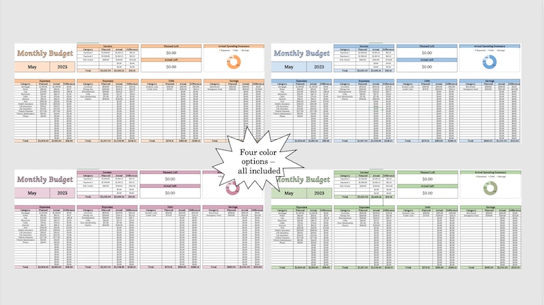 Monthly Budget Template Microsoft Excel Budget Planner Instant Download ...