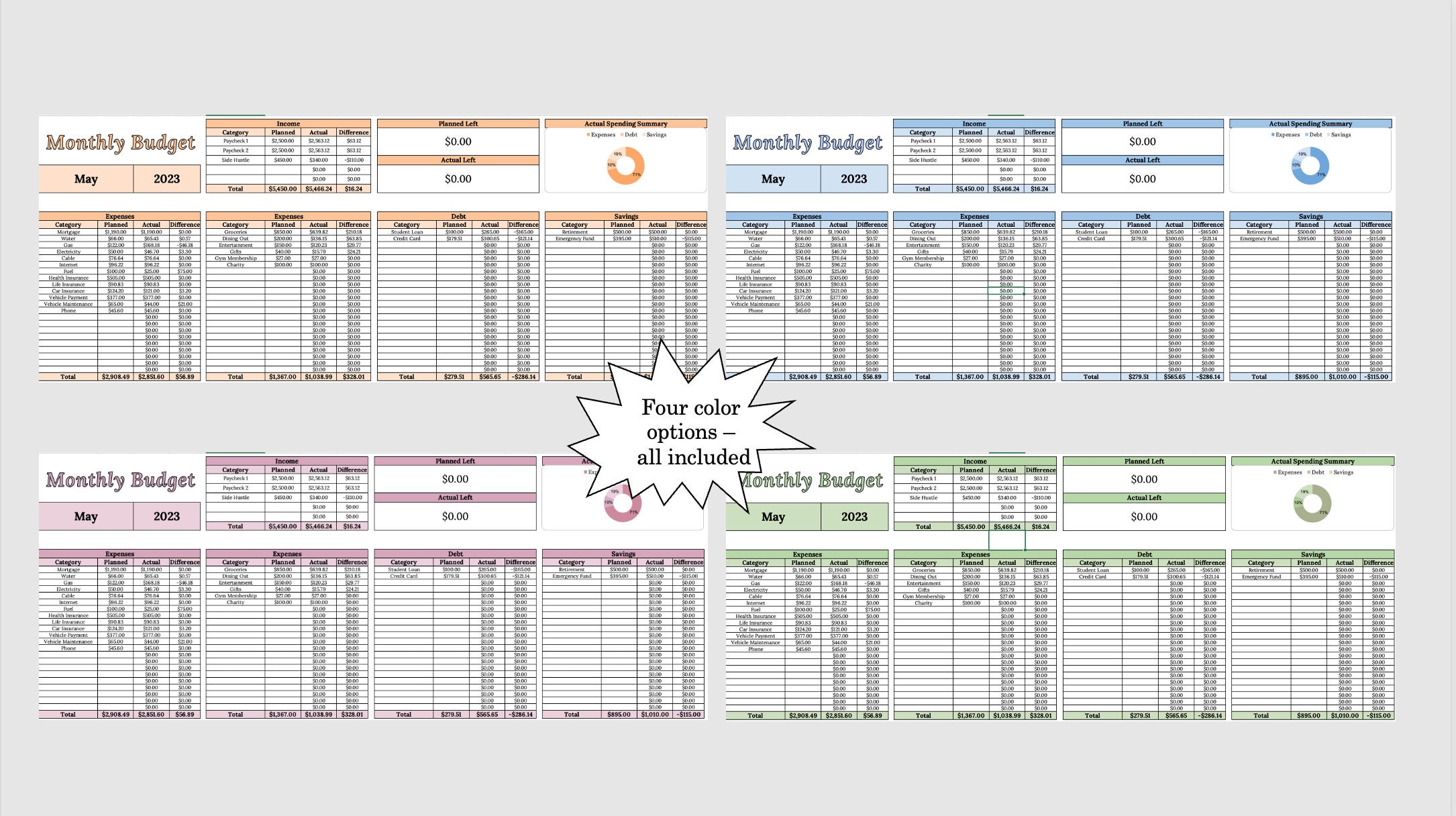 Monthly Budget Template Microsoft Excel Budget Planner Instant Download ...