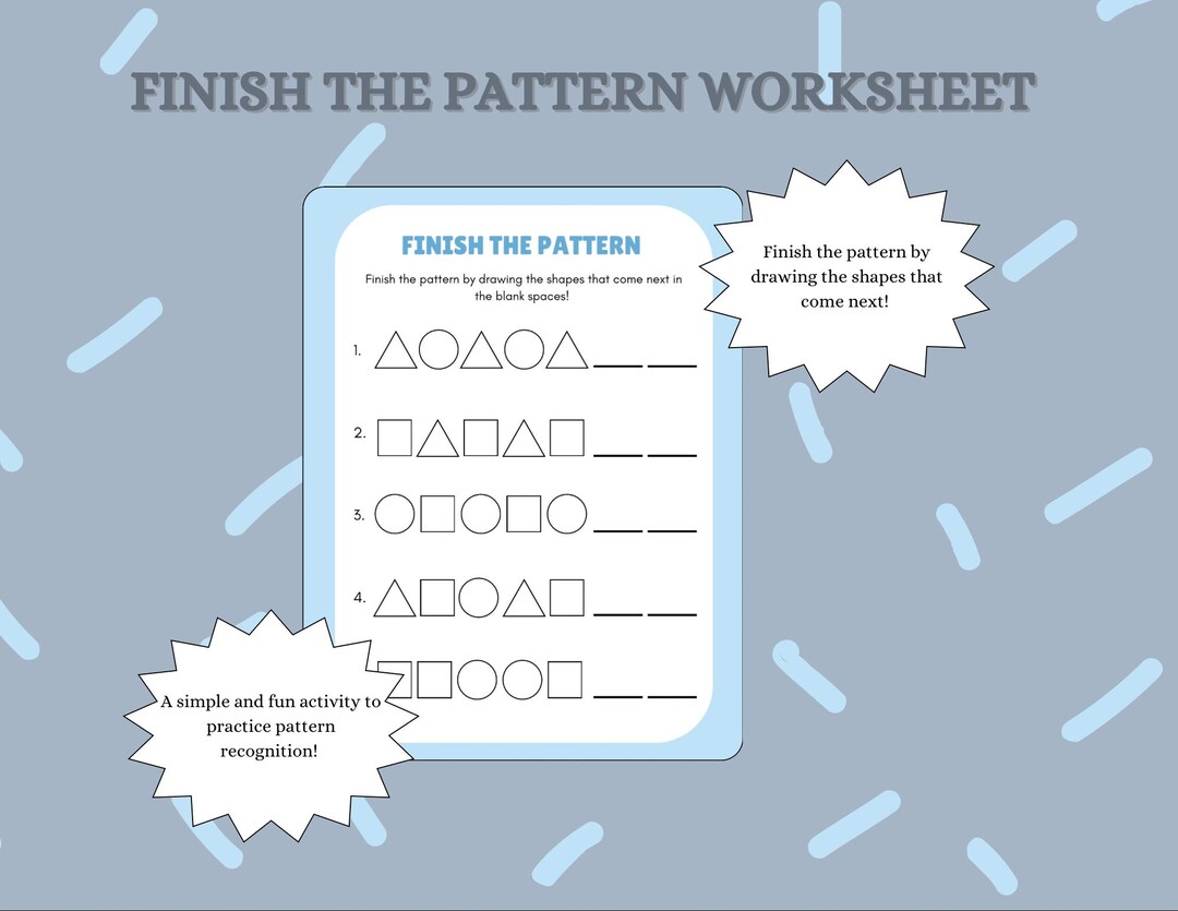 Finish the Pattern Worksheet School Worksheet Learning Resource ...