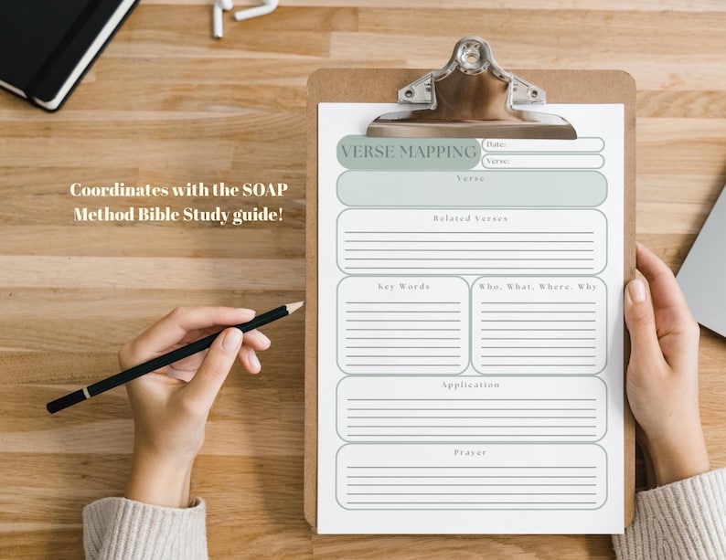 Bible Study Notes Template | SOAP Method Bible Study | Verse Mapping ...