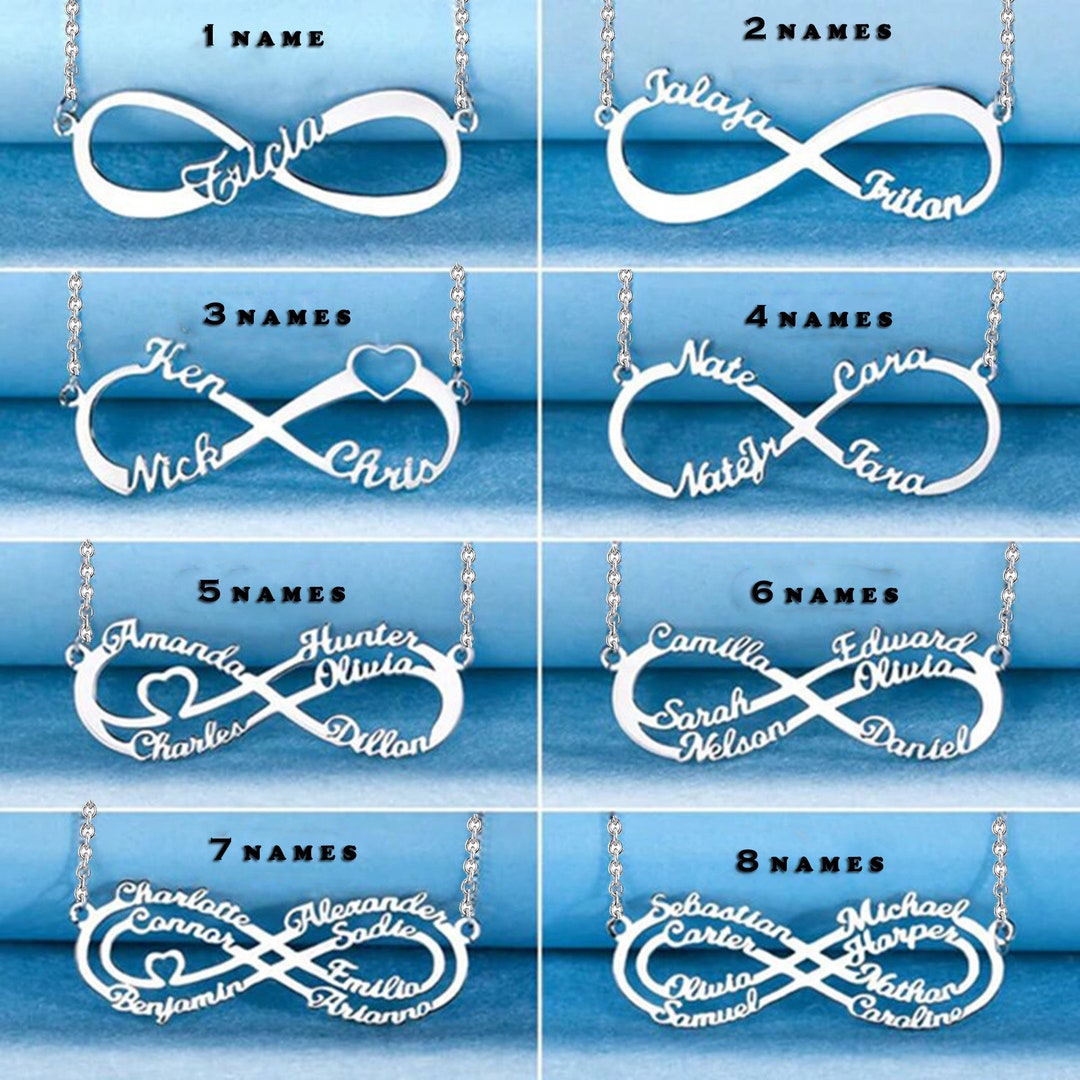 Custom Infinity Name Necklace , Handmade Multiple Name Necklace ...