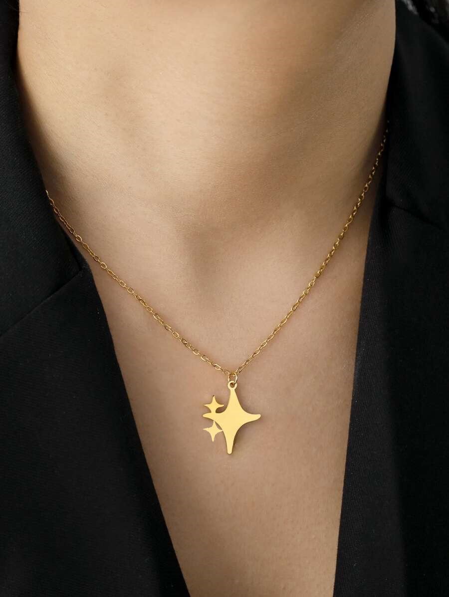Fashion Four-pointed Star Necklace , Four Pointed Star Pendant Necklace ...