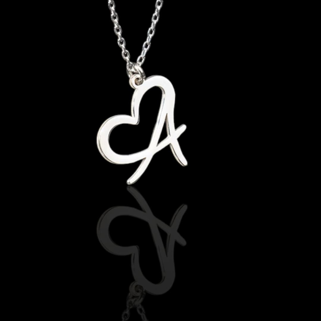 Heart Initial Necklace, Gold Heart Necklace With Initial , Necklace ...