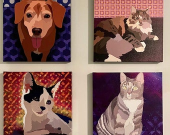 Digital Art Pet Collection 4 Pet Portraits - Etsy