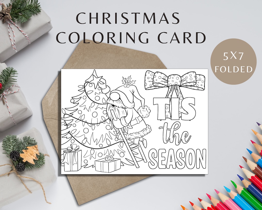 PRINTABLE Coloring Holiday Christmas Card PDF Christmas Card Color Your ...