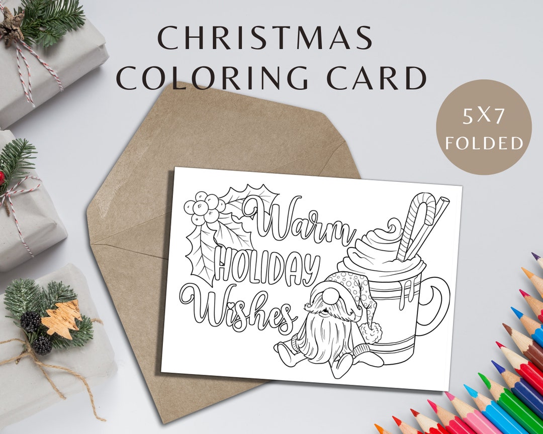 PRINTABLE Coloring Holiday Christmas Card | PDF Christmas Card | Color ...