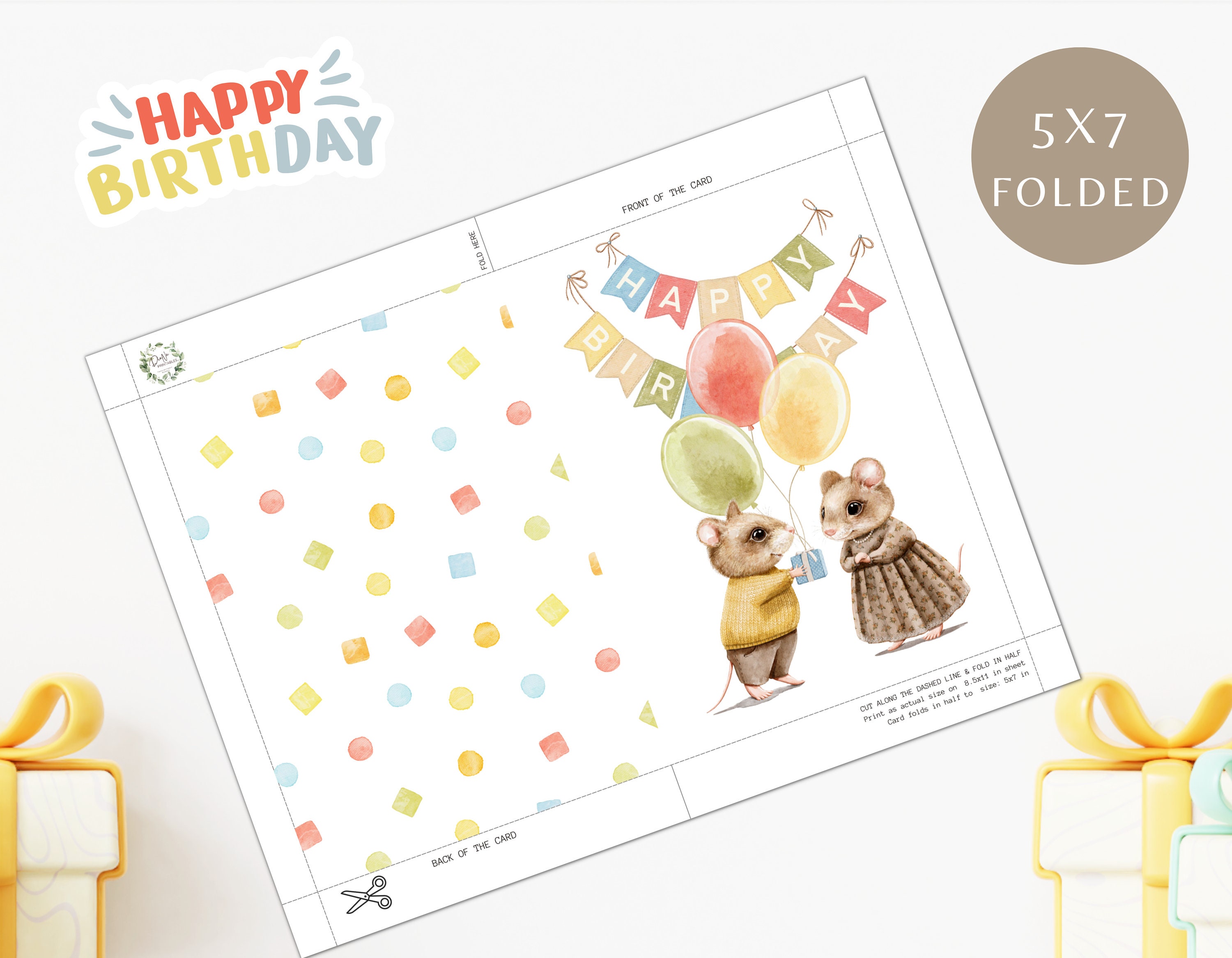 Printable Birthday Card, Foldable Birthday Card, Blank Birthday Card ...
