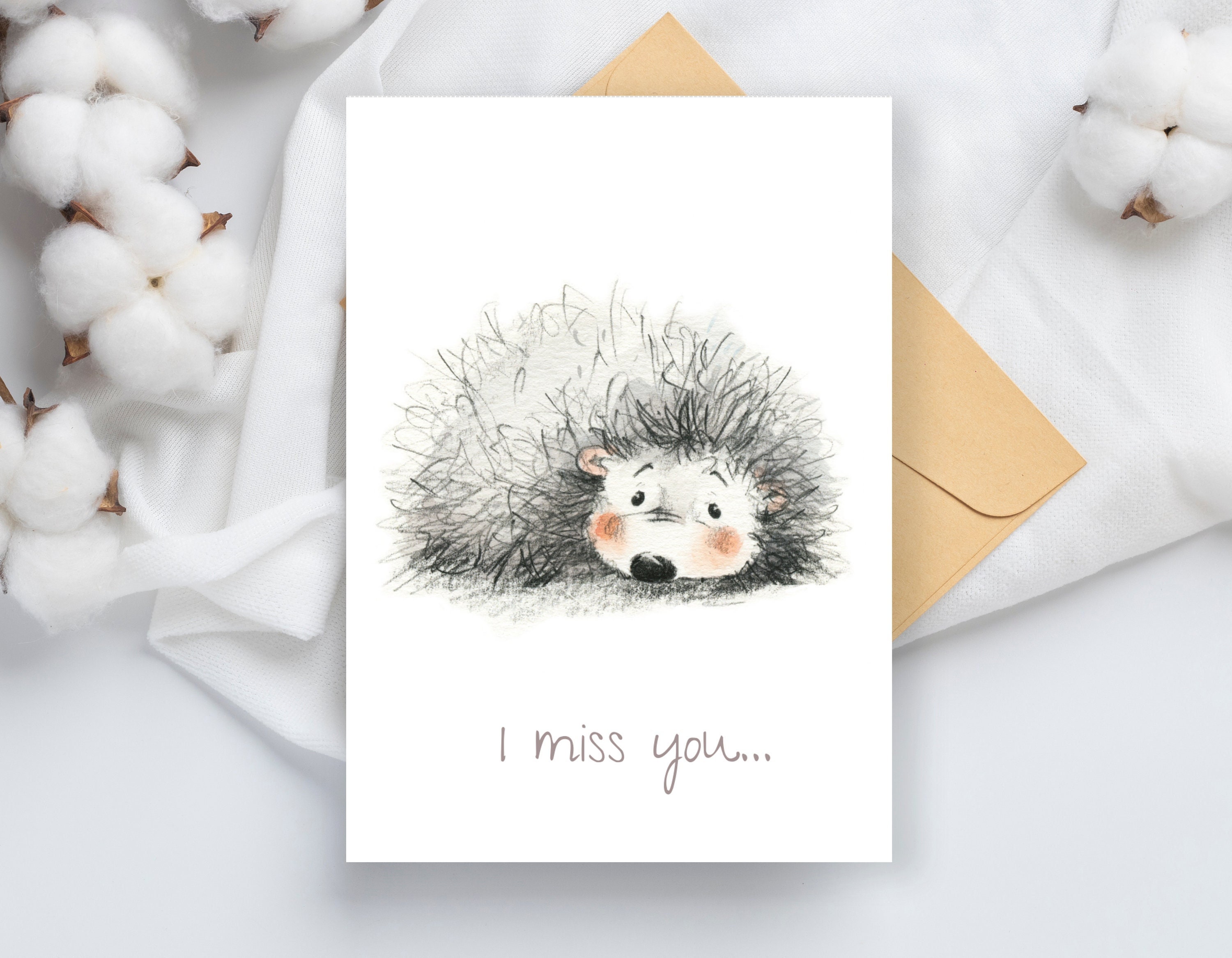 Printable Sad Hedgehog Card, Miss You, Thinking About You, Feeling ...