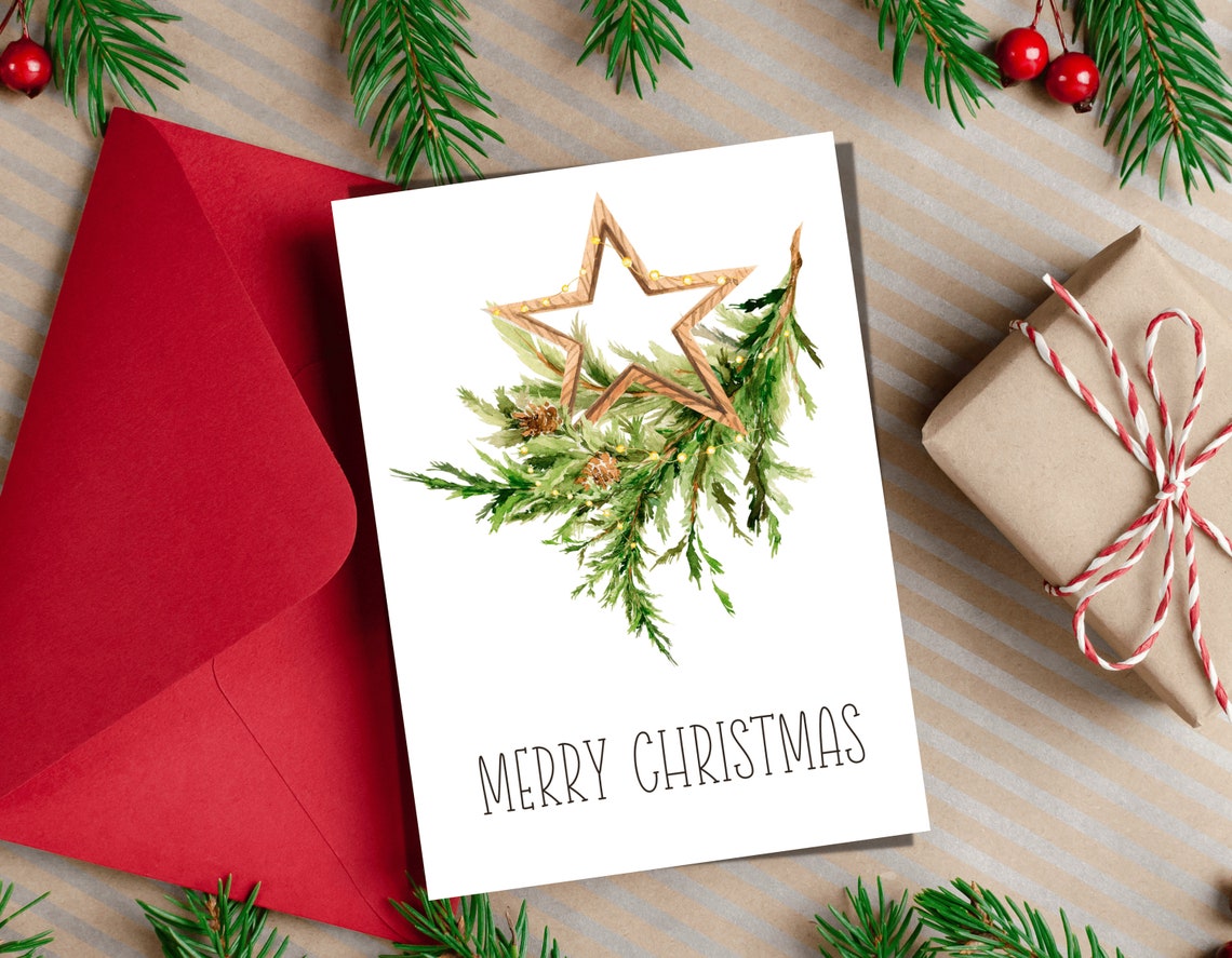 Printable Christmas Card, Cute Foldable Christmas Card, Blank Christmas ...