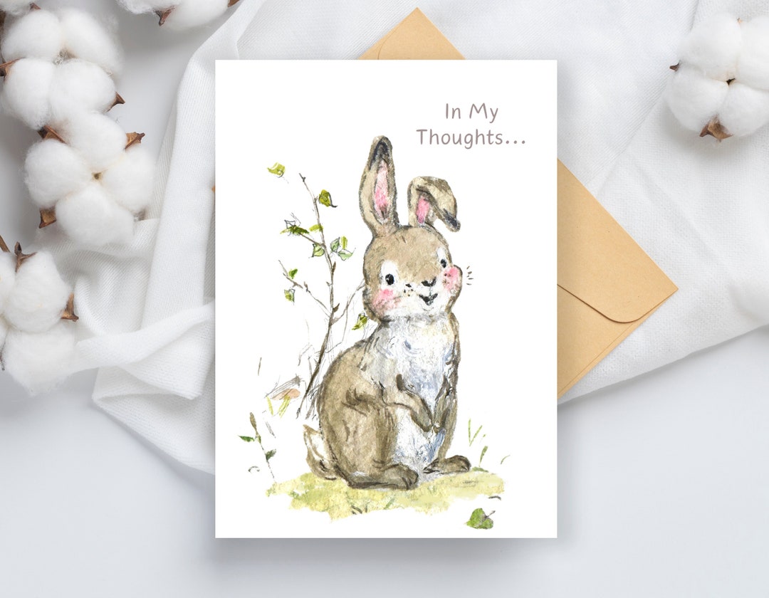 Printable Cute Bunny Card, Miss You, Thinking About You, Cute Animal ...