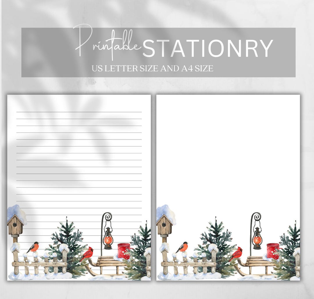Printable Stationery, Winter Writing Paper, Printable Letter Writing ...