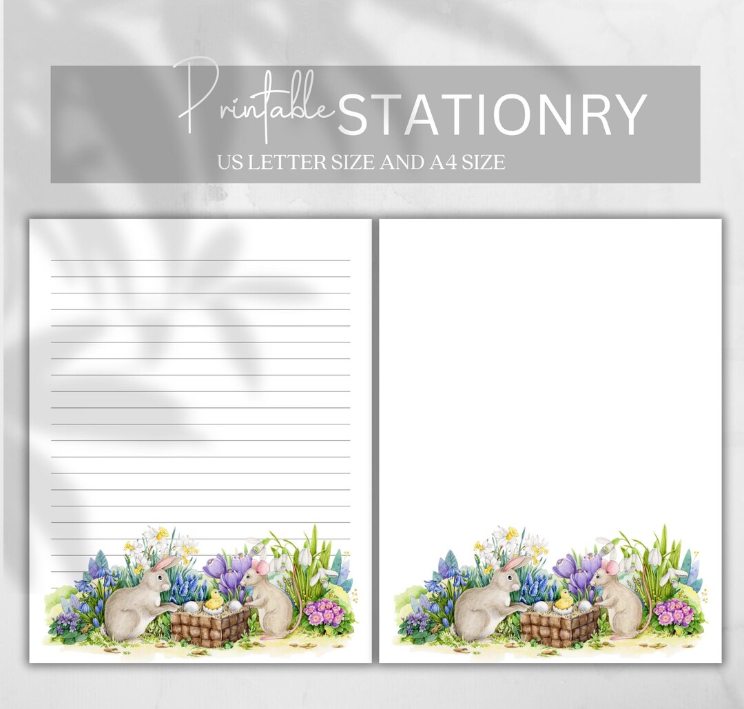 Printable Stationery, Easter Bunny Writing Paper, Letter Writing Paper ...