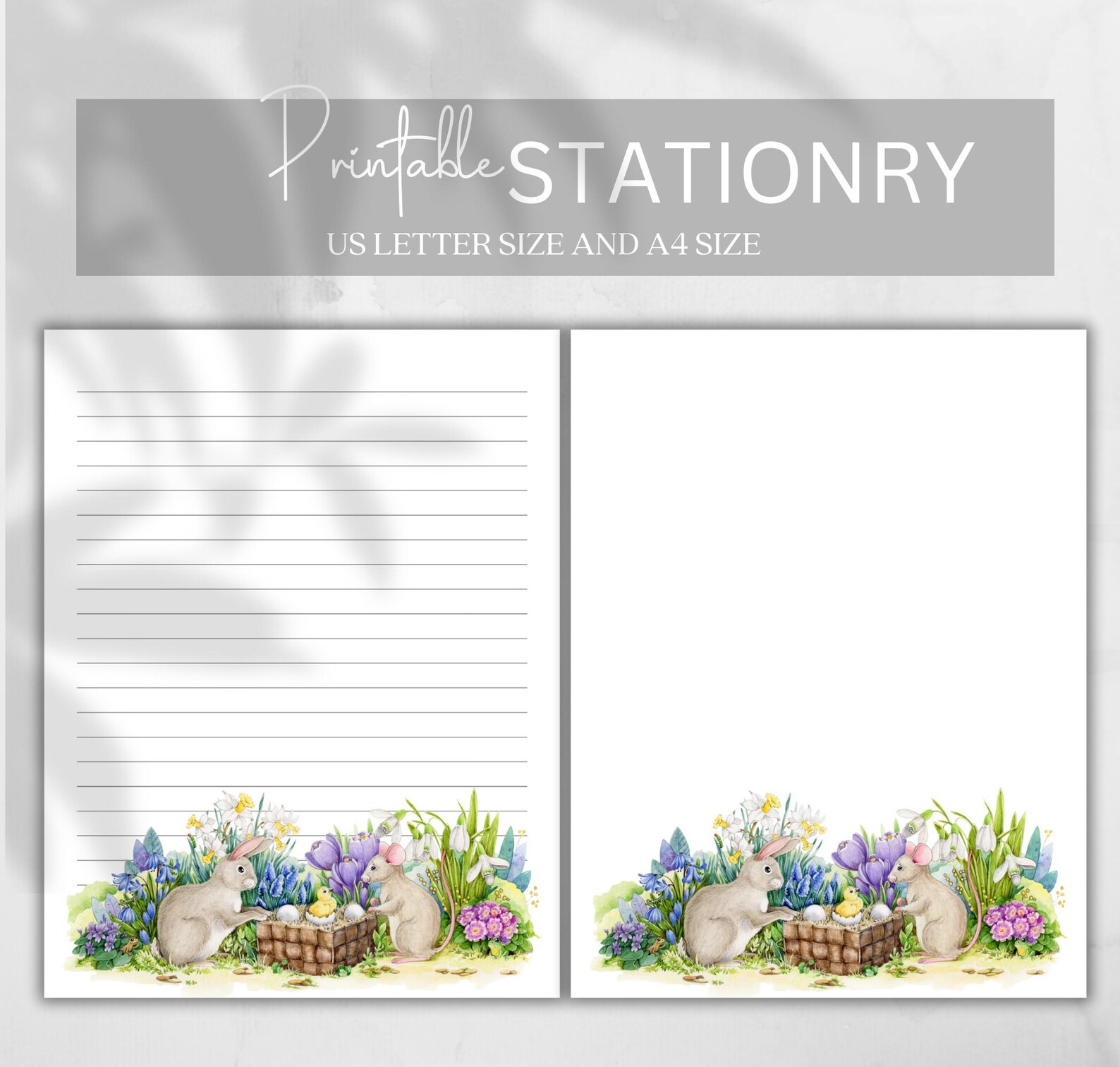 Printable Stationery, Easter Bunny Writing Paper, Letter Writing Paper ...