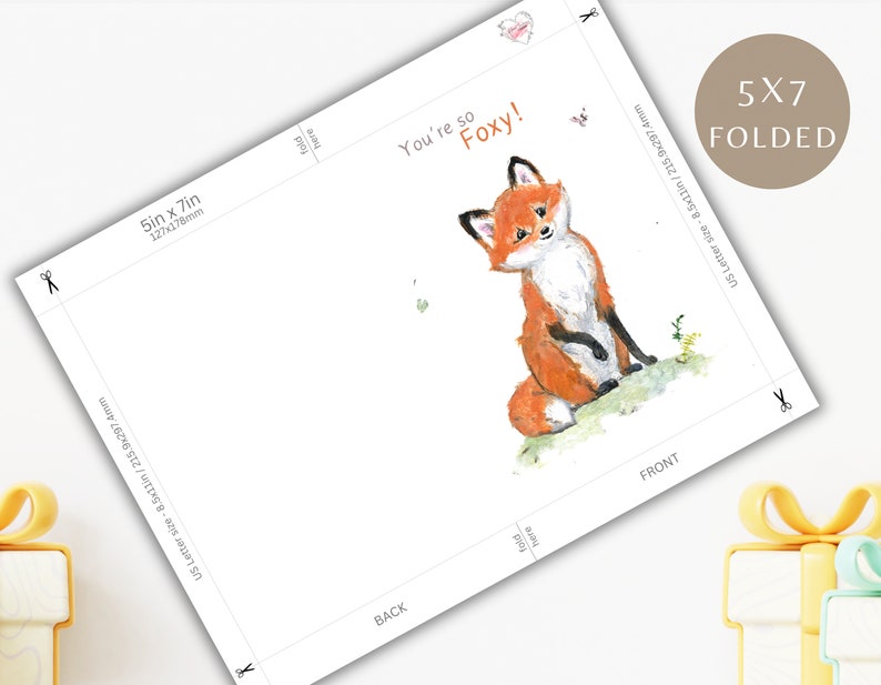 Printable Cute Fox Card, You're so Foxy, Cute Animal. Digital, Instant ...