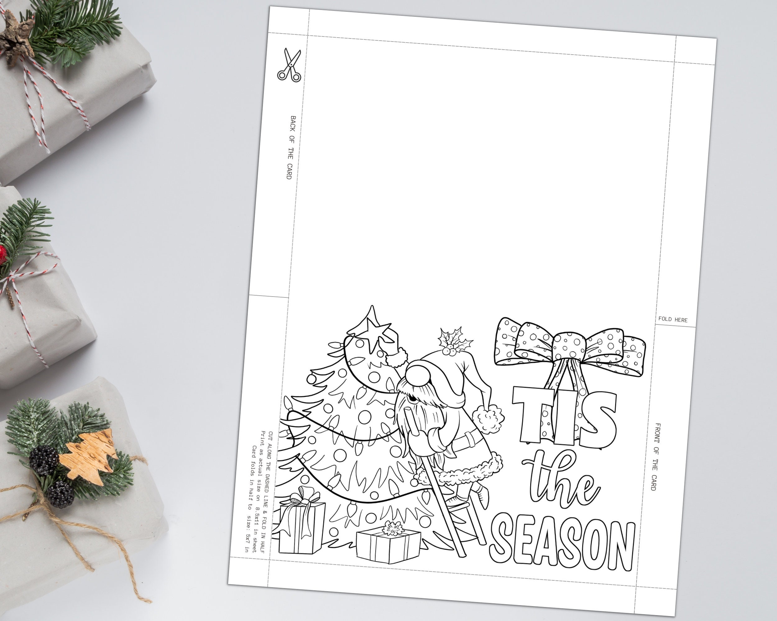 PRINTABLE Coloring Holiday Christmas Card PDF Christmas Card Color Your ...